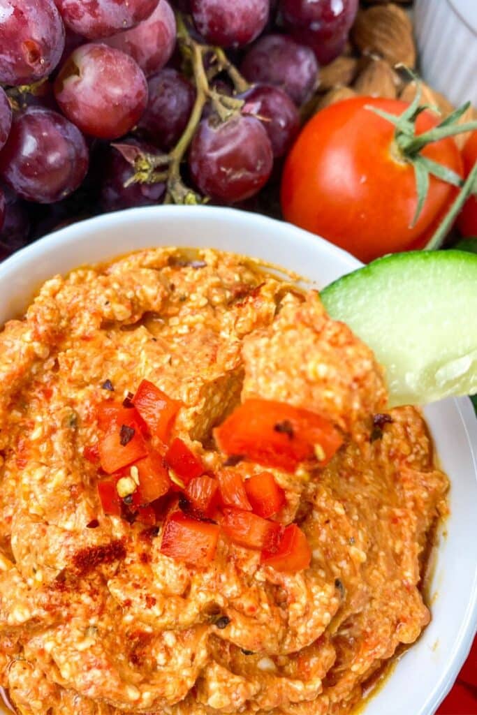 Spicy Roasted Red Pepper & Feta Dip (Htipiti) - wellnesssleuth