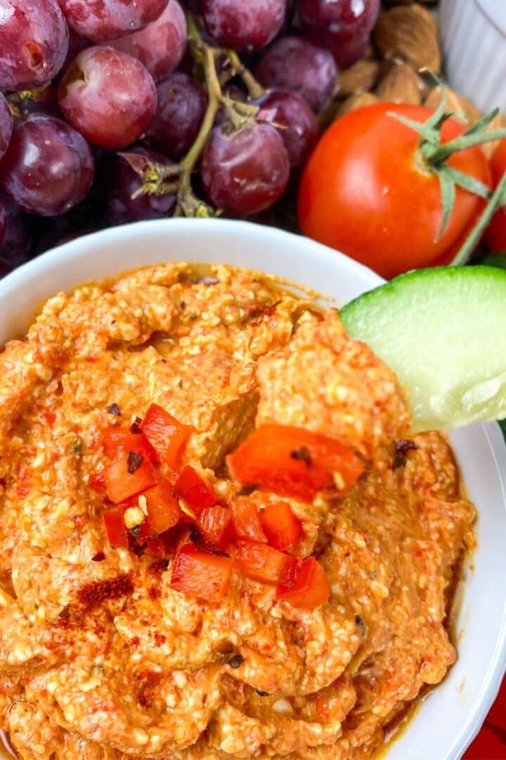 Spicy Roasted Red Pepper & Feta Dip (Htipiti) - wellnesssleuth