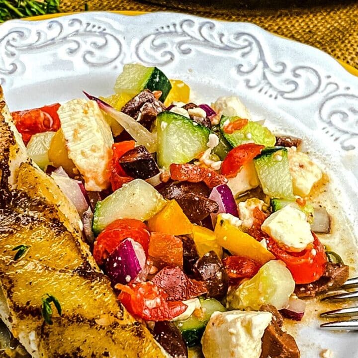 Mediterranean Grouper with Tomato-Cucumber Salad - wellnesssleuth