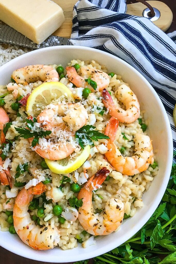 Lemony Prawn and Pea Risotto - wellnesssleuth