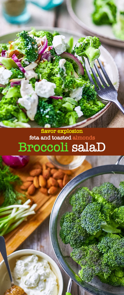 Easy Broccoli Salad with Feta and Toasted Almonds w Homemade Salad ...