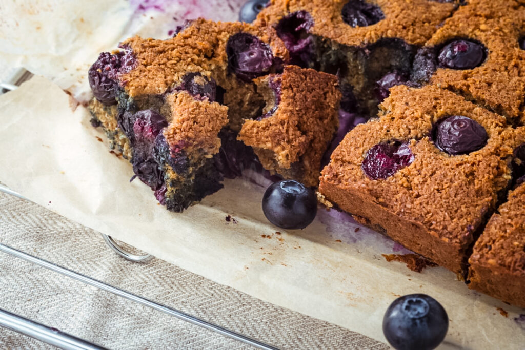Low-carb Blueberry Square Bars with Chia Seeds - wellnesssleuth