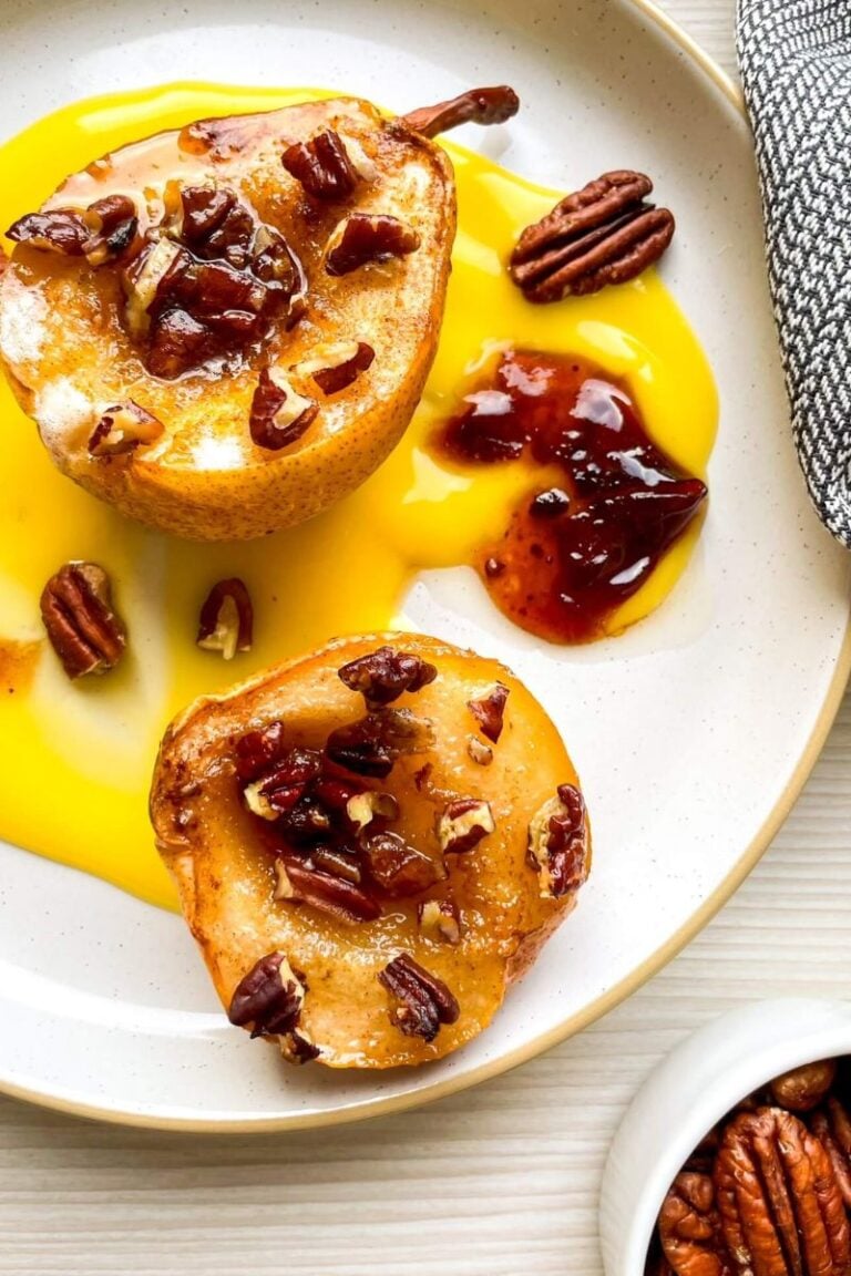 Brown Sugar Baked Pears with Pecans - Easy Dessert - wellnesssleuth