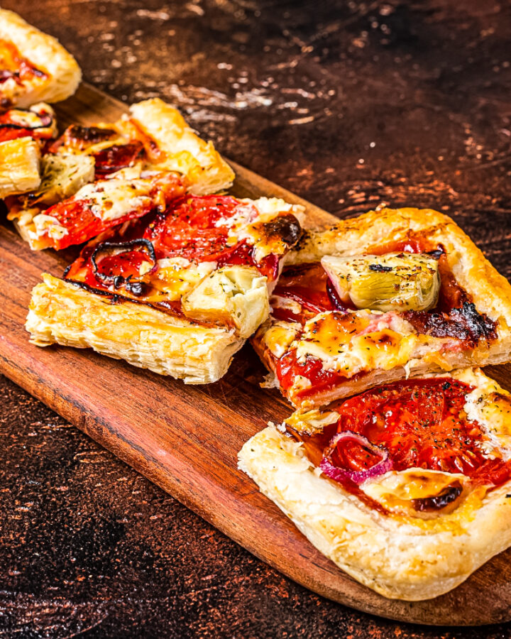 Easy Puff Pastry Pizza with Artichoke and Mozzarella - wellnesssleuth